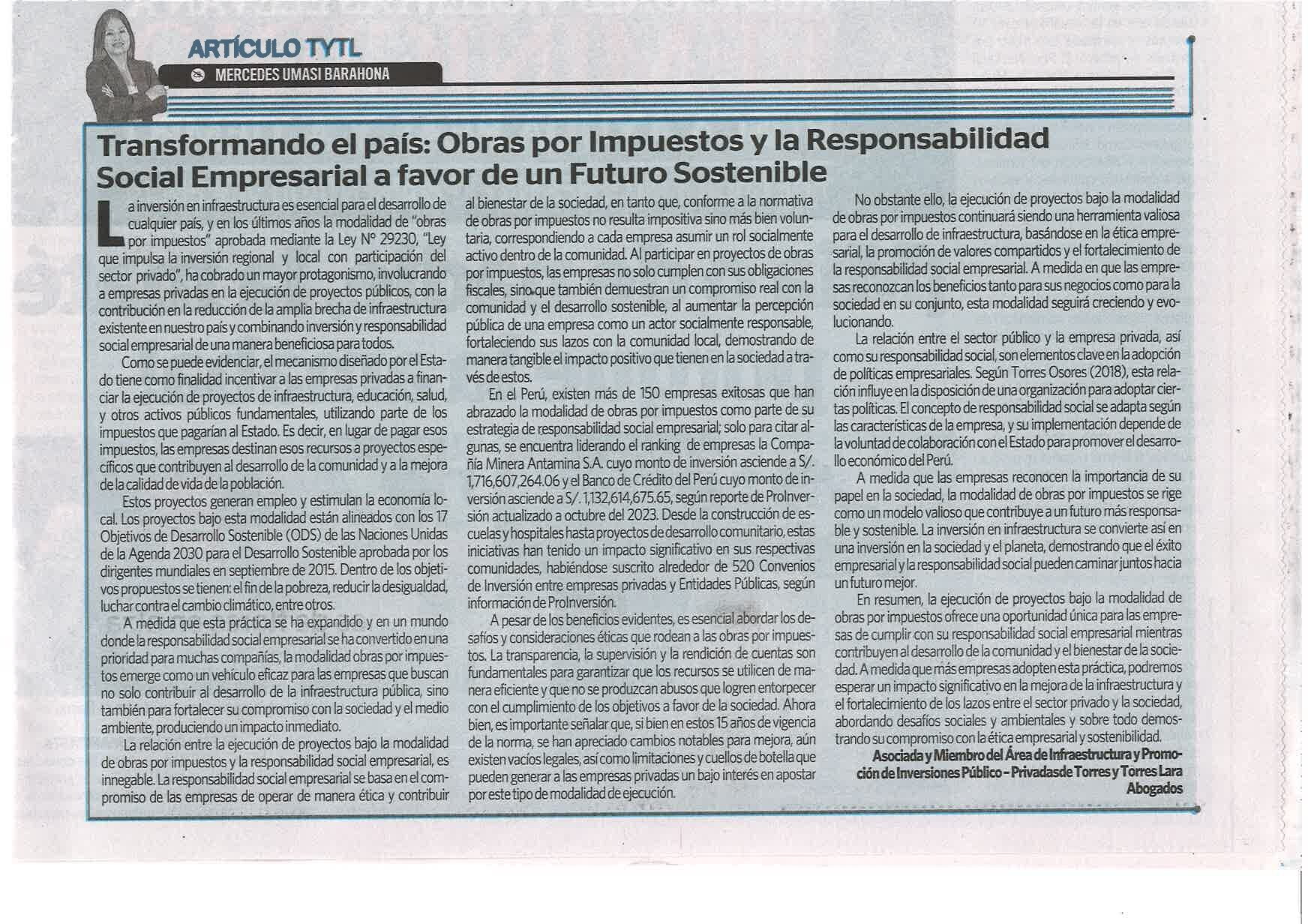 Transformando el País: Obras por Impuestos y la Responsabilidad Social ...