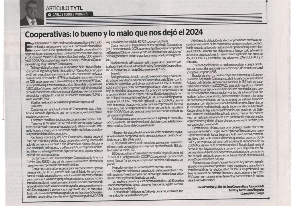 COOPERATIVAS: Lo bueno y lo malo que nos dejó el 2024 - TYTL