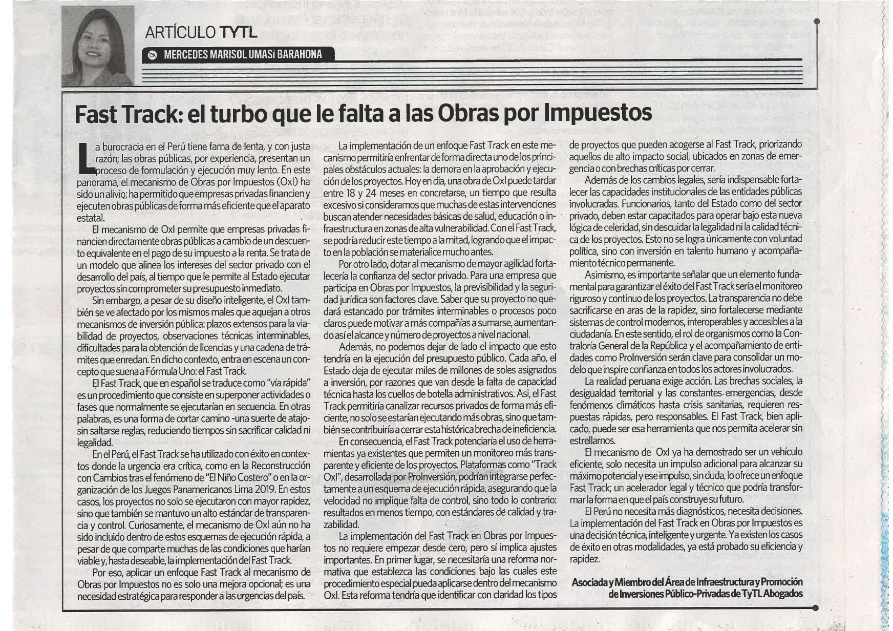 Fast Track: el turbo que le falta a las Obras por Impuestos - TYTL