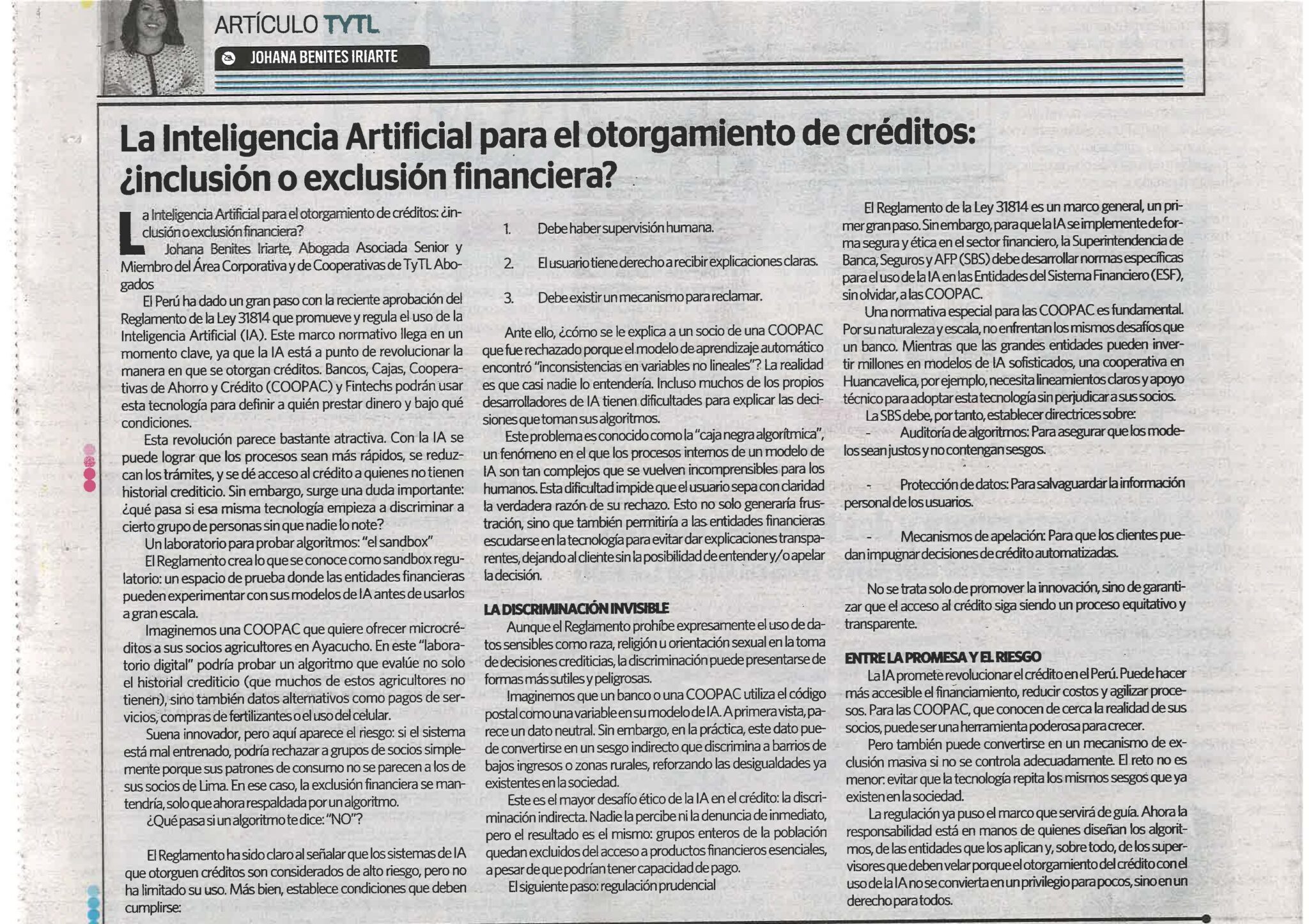 La Inteligencia Artificial para el otorgamiento de créditos: ¿inclusión ...